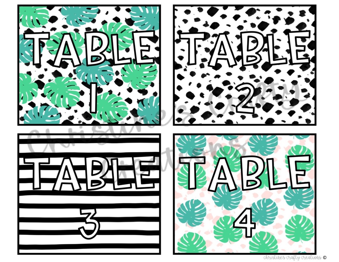 Tropical Leaves Cubby and Table Numbers - Etsy