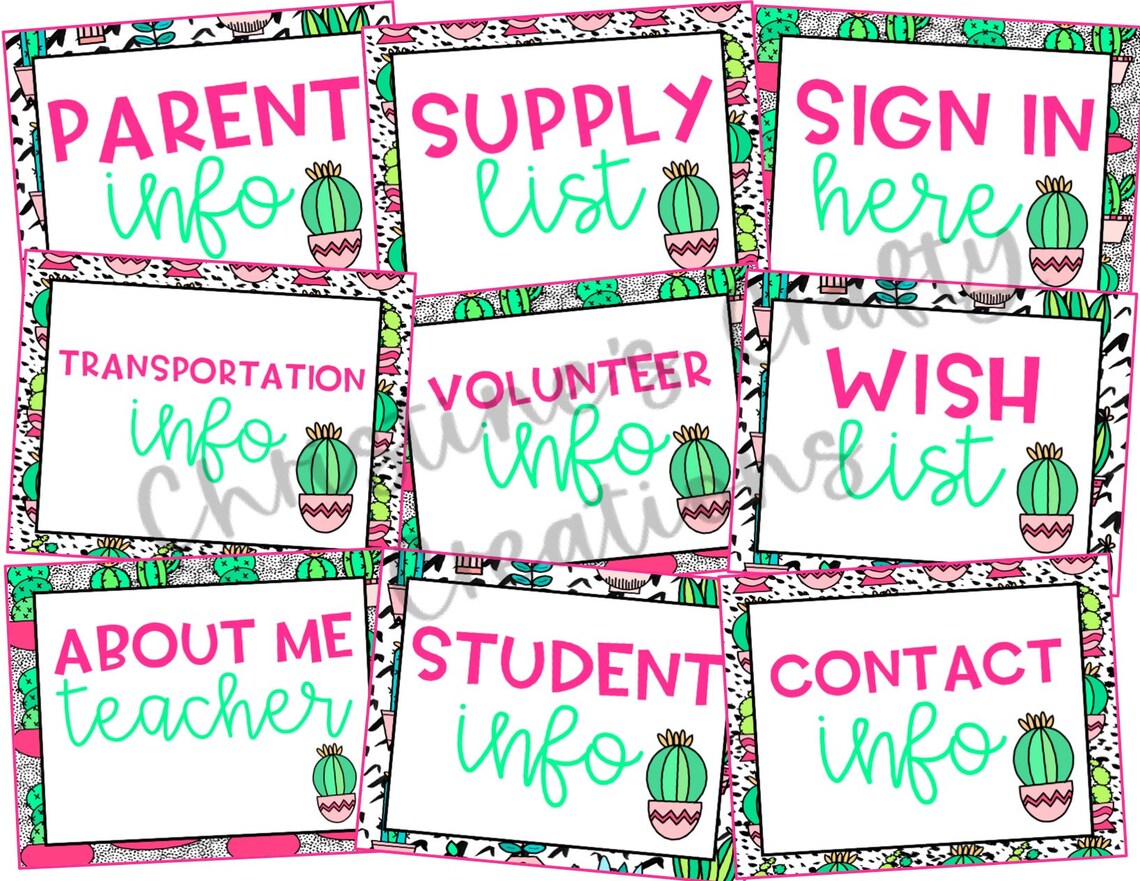 Meet the Teacher Night L Editable Forms and Materials L Cactus Theme - Etsy