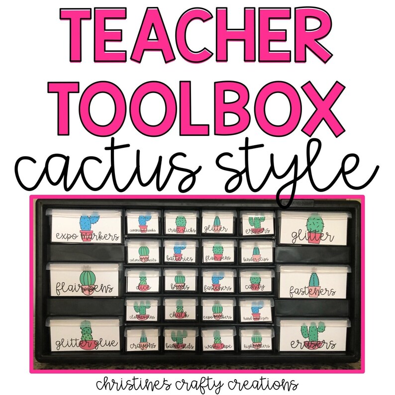 Cactus Teacher Toolbox Labels L Editable - Etsy