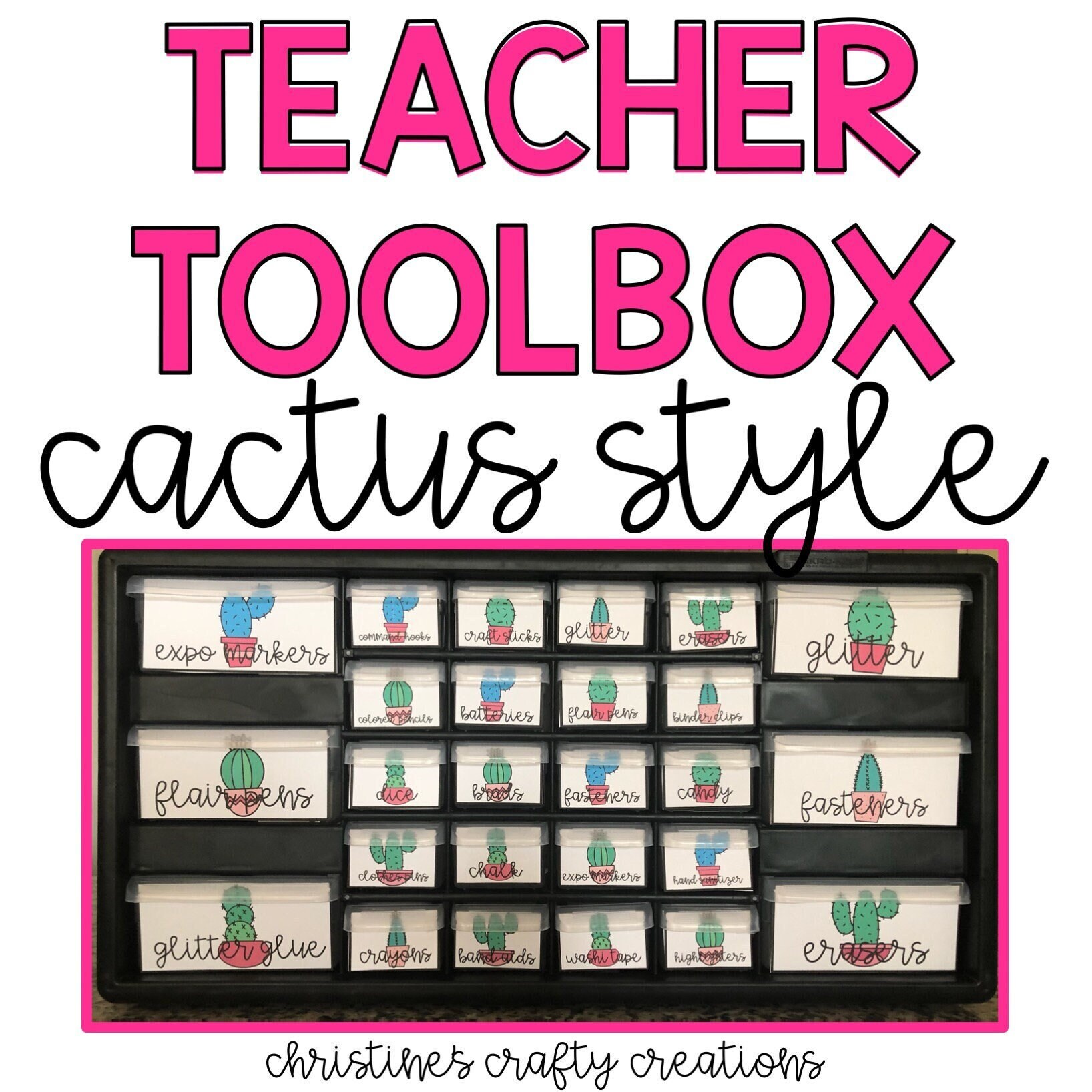 Cactus Teacher Toolbox Labels L Editable - Etsy