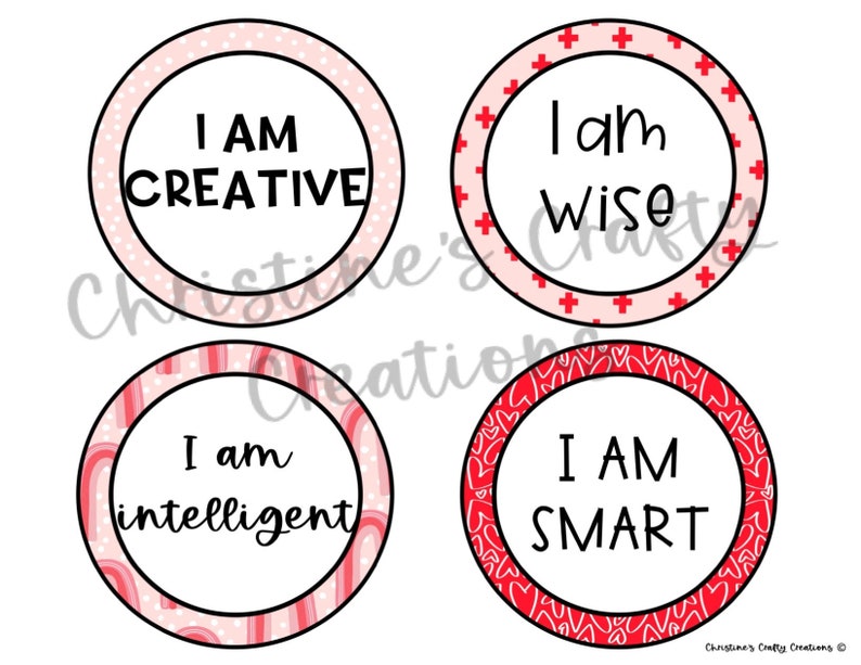 Valentine's Day Affirmation Circles L Affirmation Mirror - Etsy
