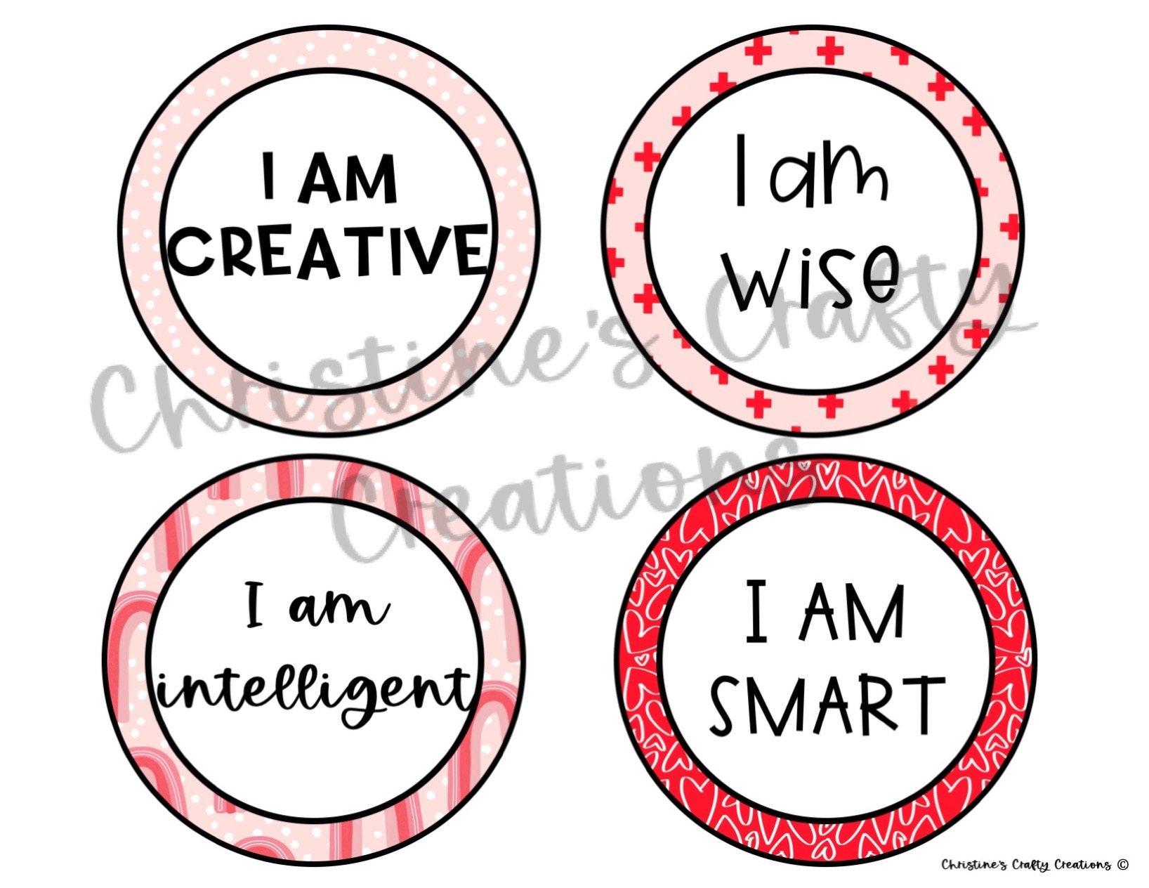 Valentine's Day Affirmation Circles L Affirmation Mirror - Etsy