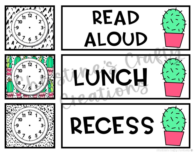 Cactus Daily Schedule L Editable - Etsy
