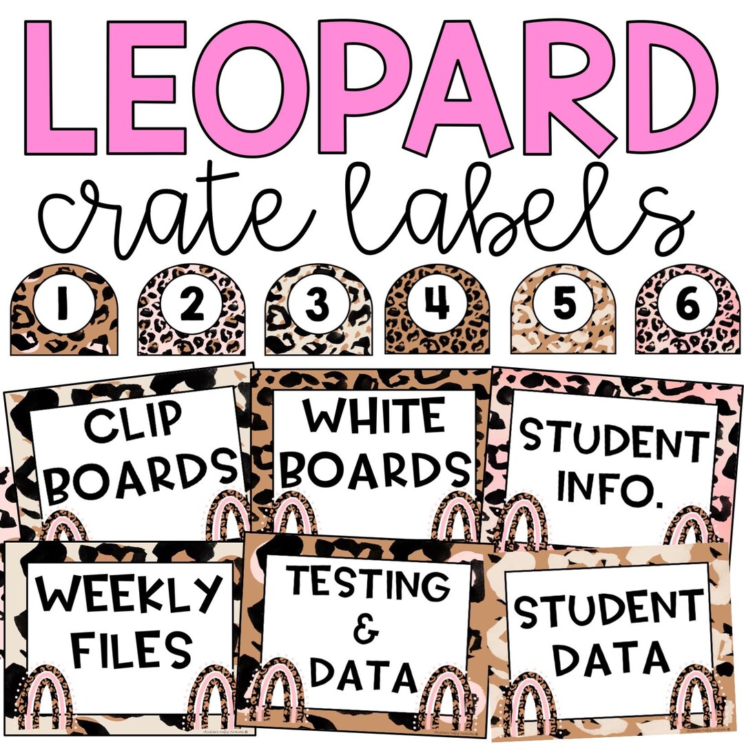 Leopard Crate Labels and File Tabs L Editable - Etsy