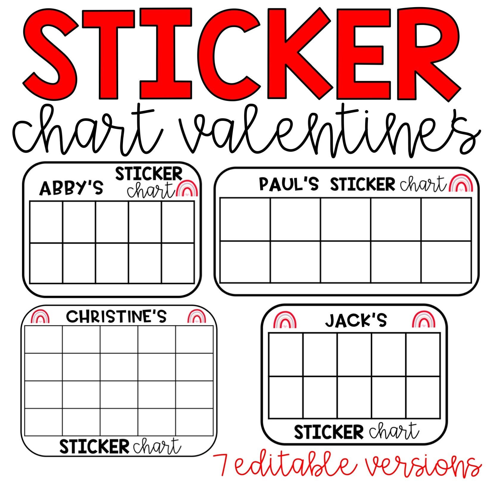 Valentine's Day Sticker Chart L Editable - Etsy