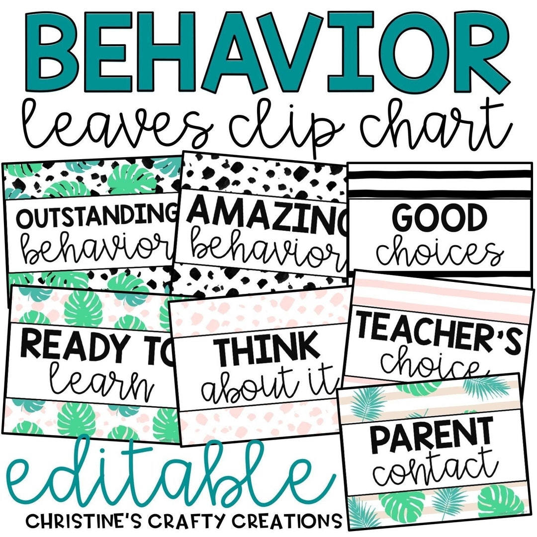 Tropical Leaves Behavior Chart L Editable Clip Chart - Etsy