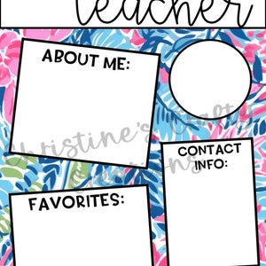 Preppy and Tropical Meet the Teacher Page L Editable - Etsy