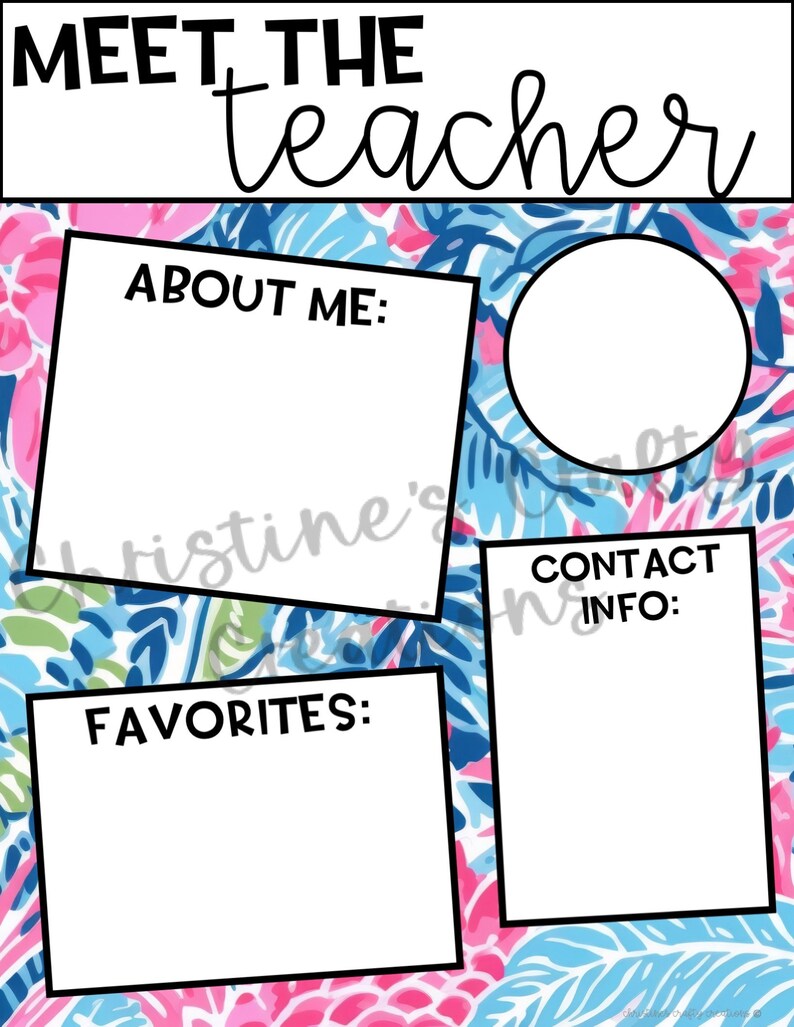Preppy and Tropical Meet the Teacher Page L Editable - Etsy