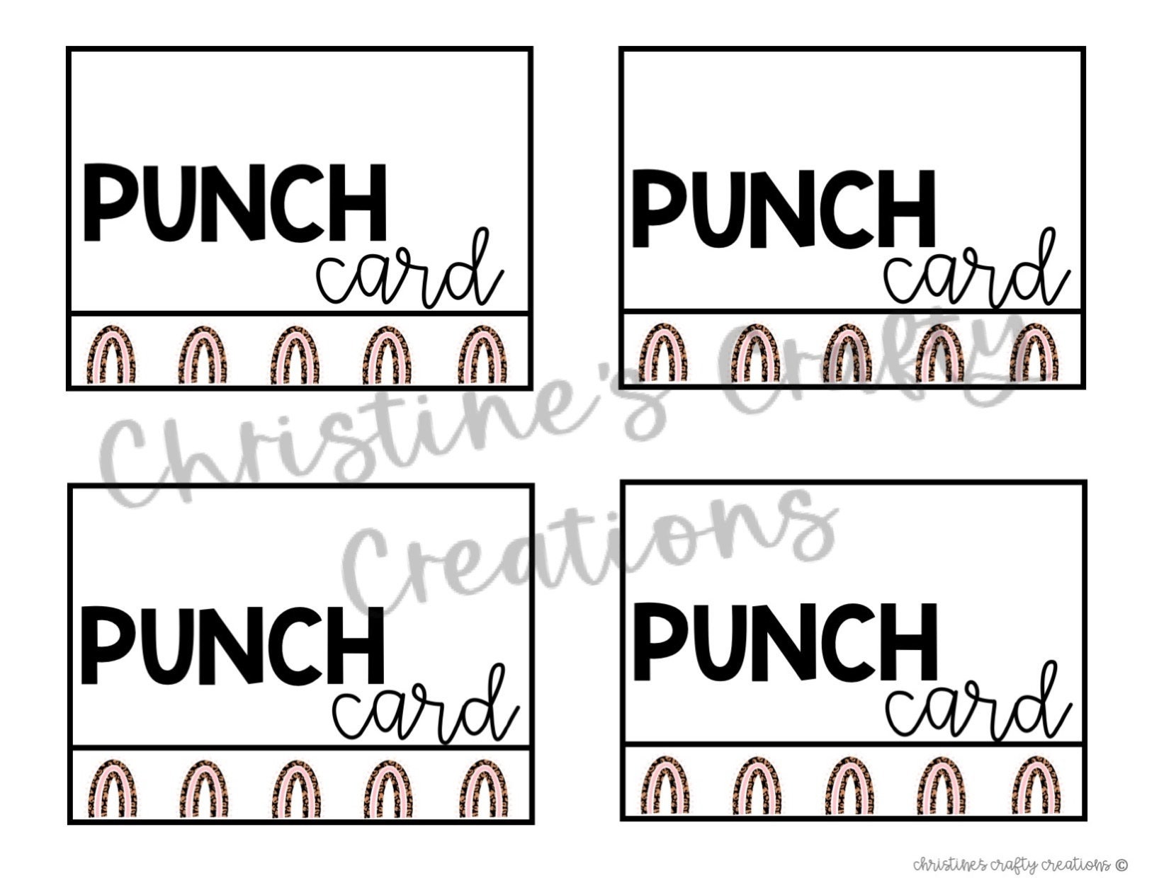 Leopard Punch Cards L Editable - Etsy