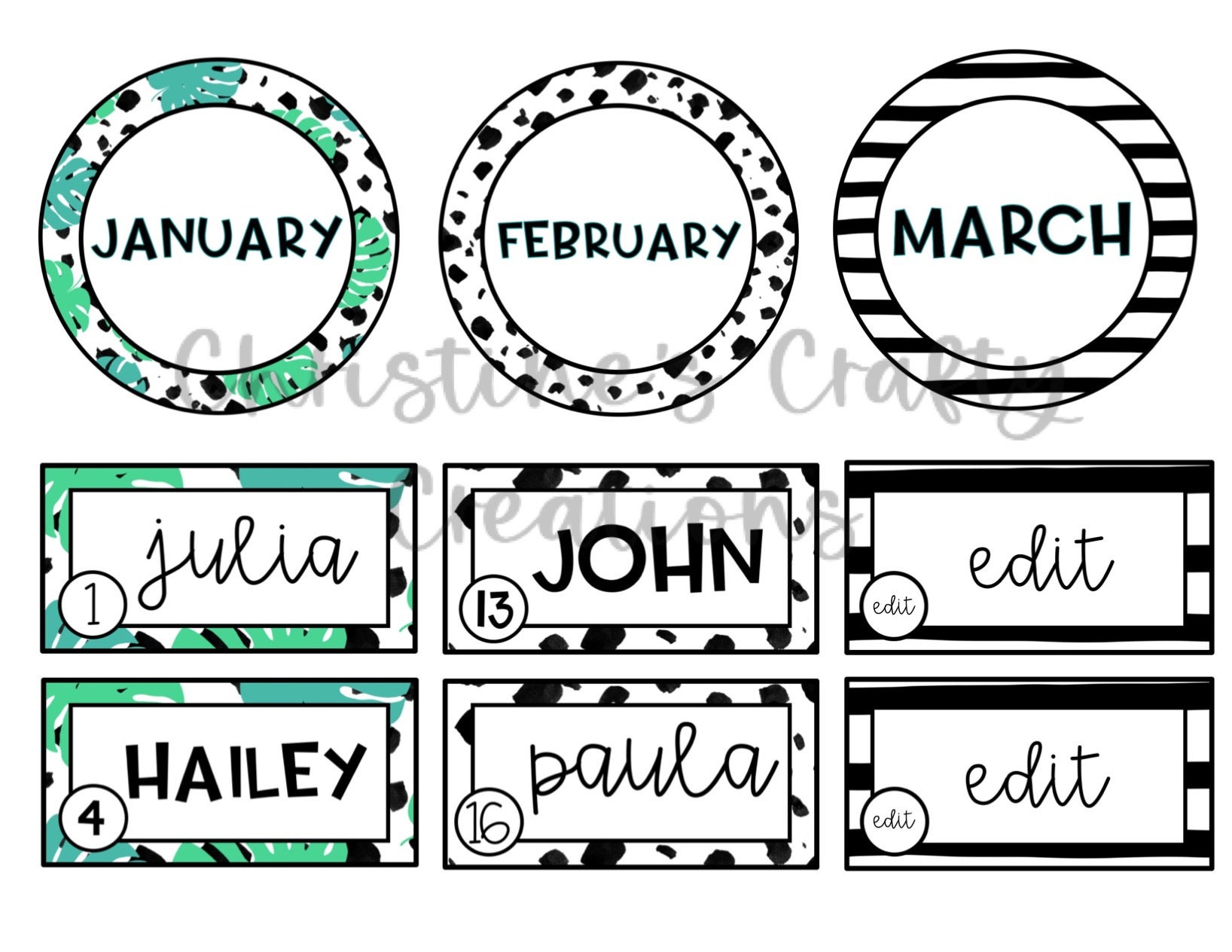 Tropical Leaves Birthday Chart - Etsy