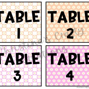 Retro Daisy Table and Cubby Numbers - Etsy