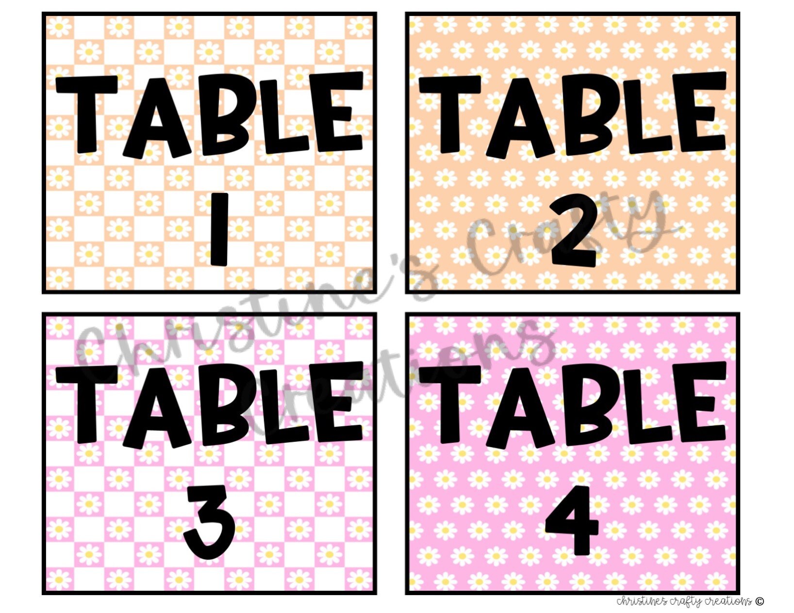 Retro Daisy Table and Cubby Numbers - Etsy