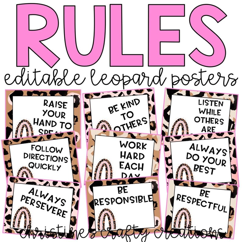Leopard Classroom Rules Posters L Editable - Etsy