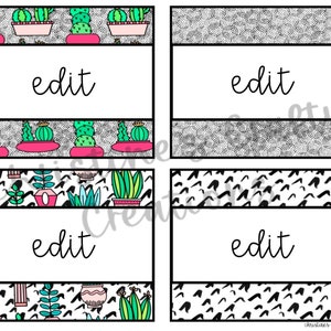 Cactus Book Bin Labels L Editable - Etsy