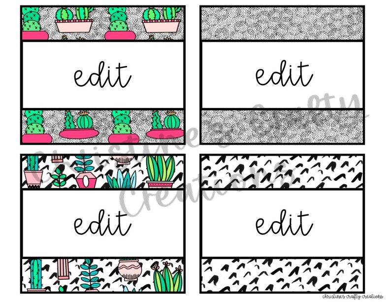 Cactus Book Bin Labels L Editable - Etsy