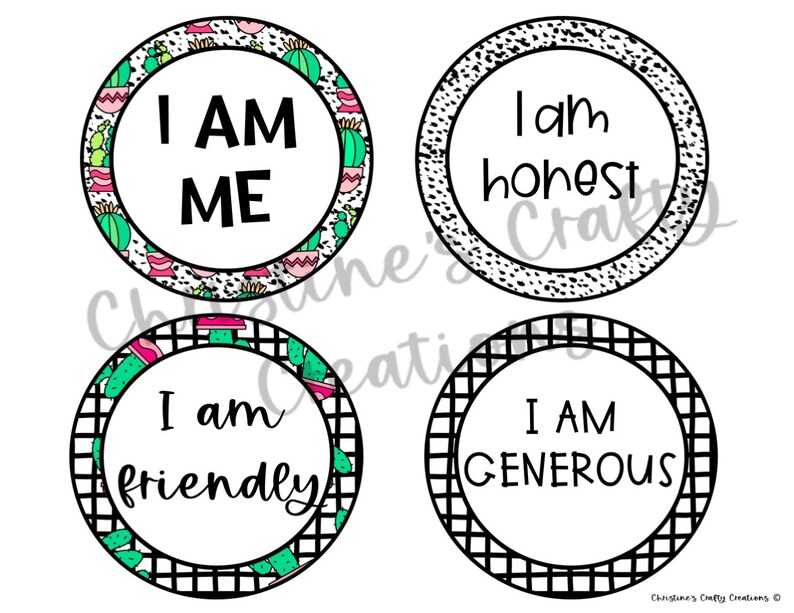 Cactus Affirmation Circles L Affirmation Mirror - Etsy