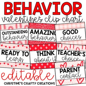 Valentine's Day Behavior Chart L Editable Clip Chart - Etsy