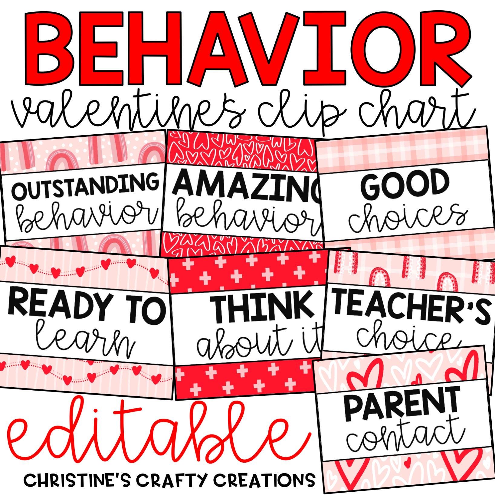 Valentine's Day Behavior Chart L Editable Clip Chart - Etsy