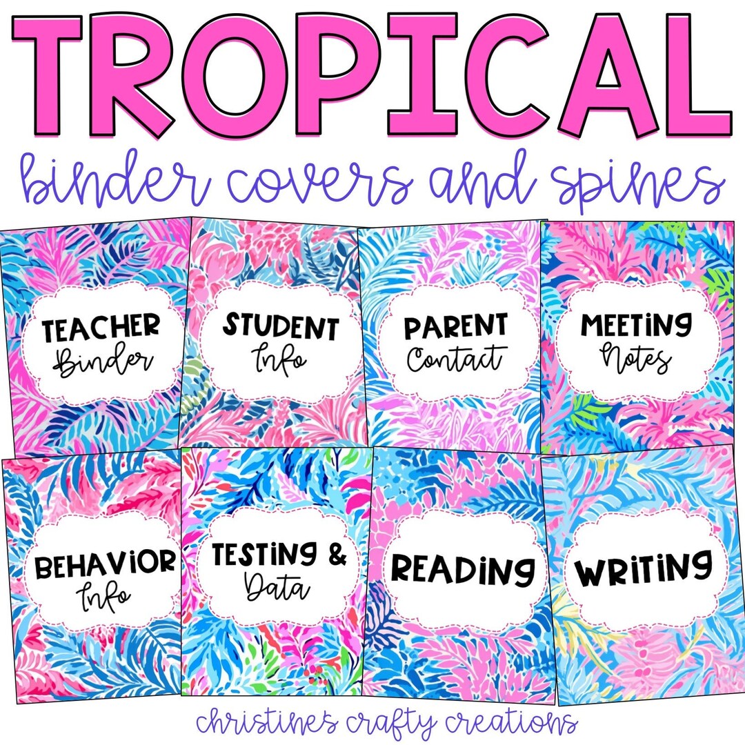 Preppy and Tropical Binder Covers and Spines L Editable - Etsy