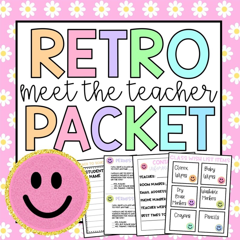 Retro Daisy Meet the Teacher Packet L Editable Materials - Etsy
