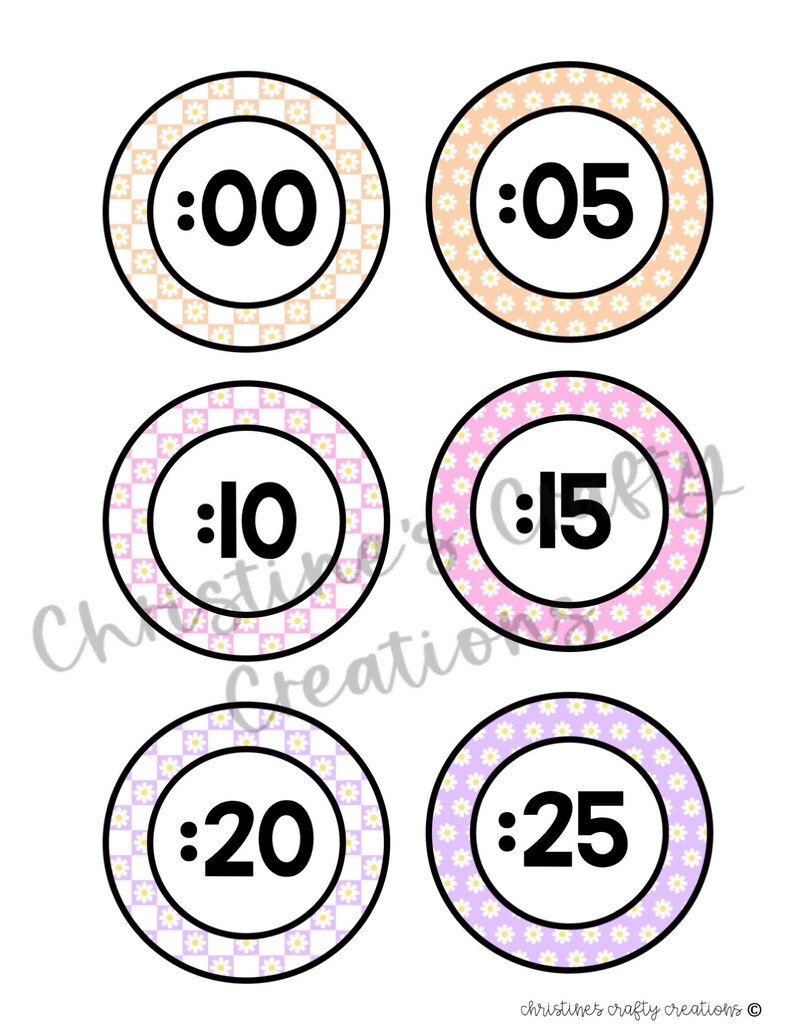 Retro Daisy Clock Labels - Etsy