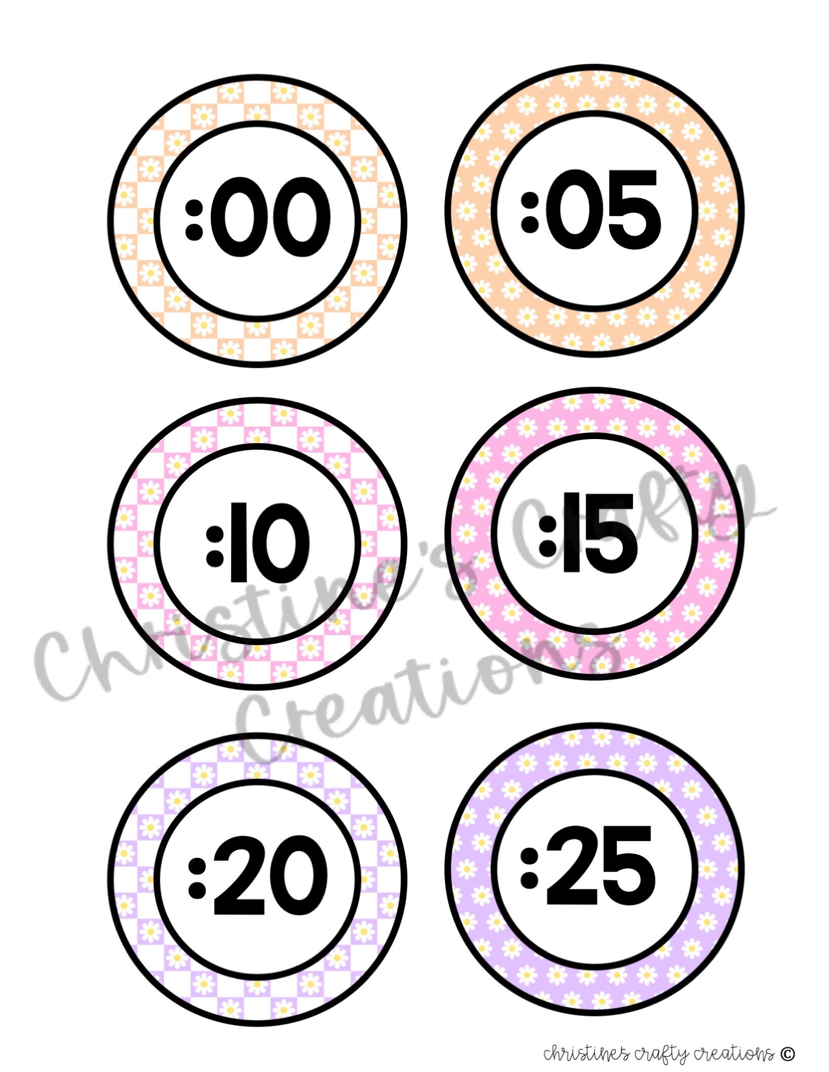 Retro Daisy Clock Labels - Etsy