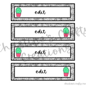 Cactus Drawer Labels L Editable - Etsy