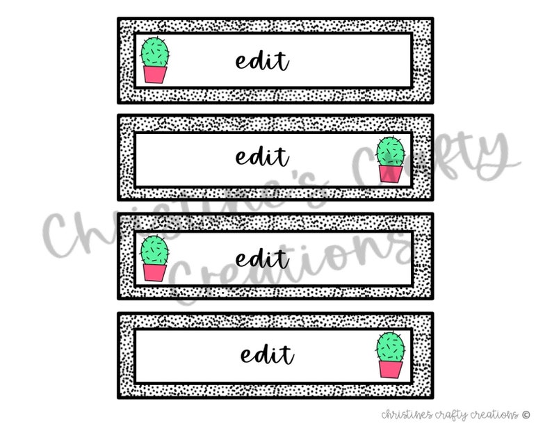 Cactus Drawer Labels L Editable - Etsy