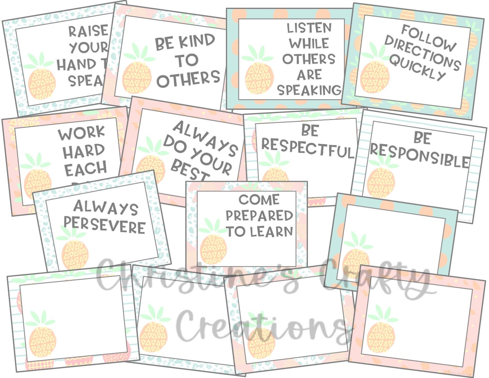 Pineapple Classroom Rules Posters L Editable - Etsy
