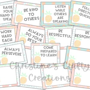 Pineapple Classroom Rules Posters L Editable - Etsy