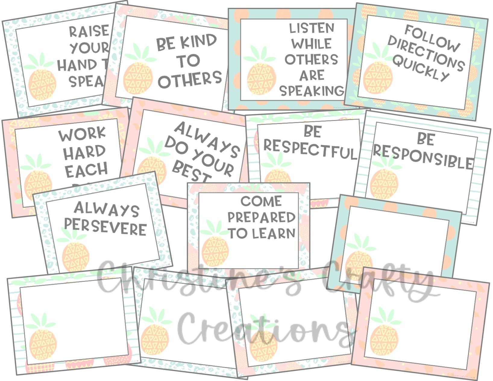 Pineapple Classroom Rules Posters L Editable - Etsy