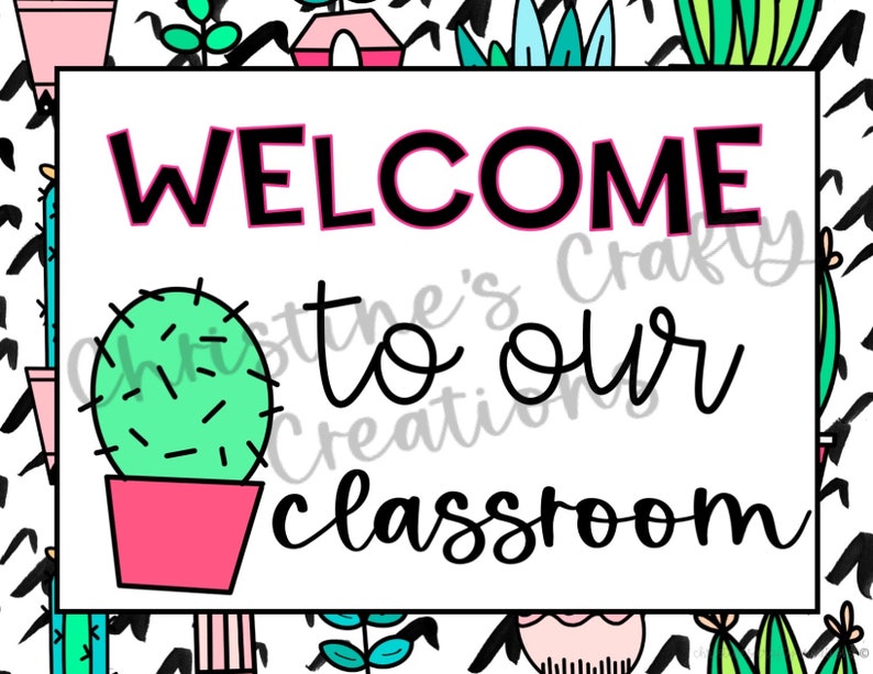 Cactus Welcome Sign L Editable Cactus Door Labels L Cactus Bulletin ...