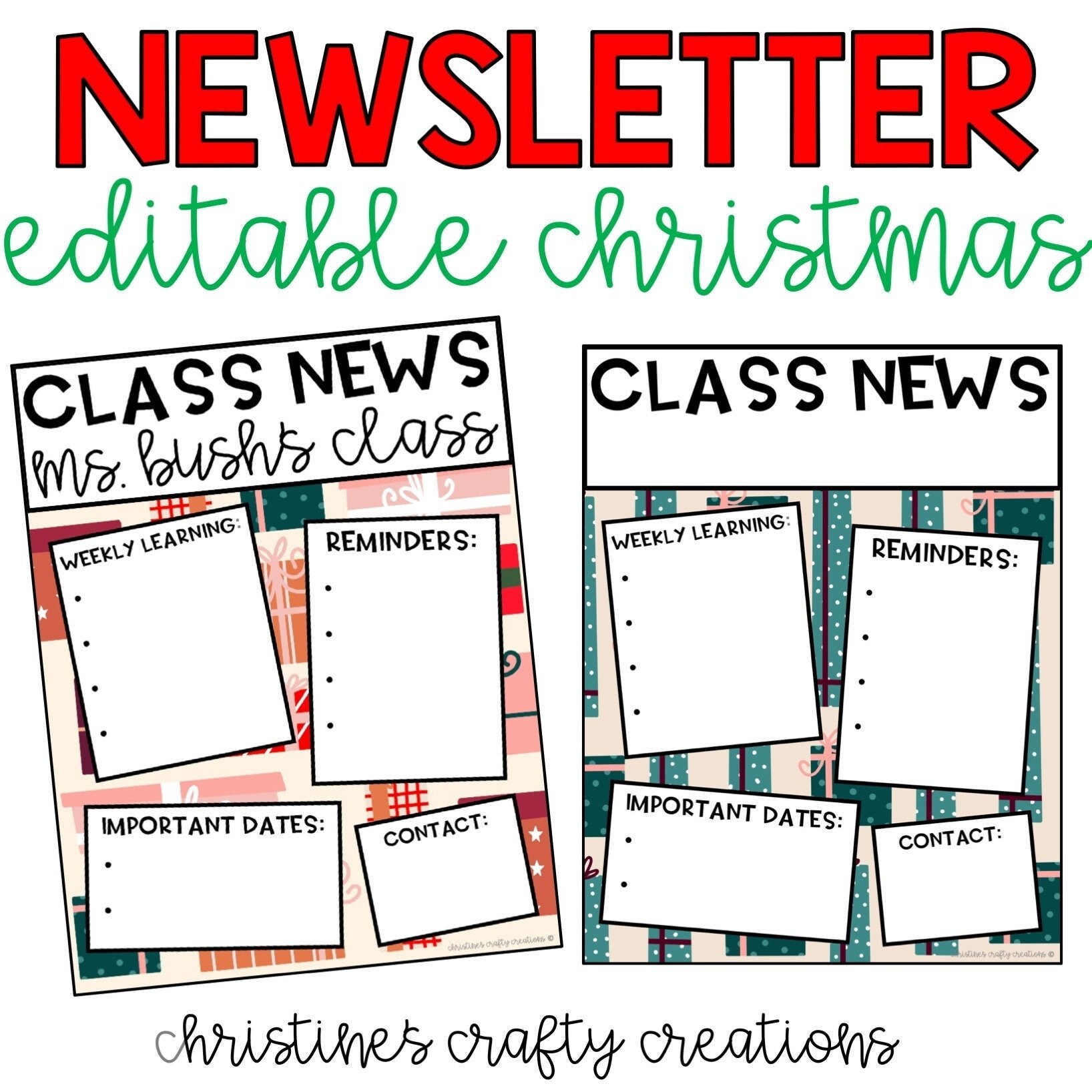 Christmas Editable Newsletters - Etsy Canada