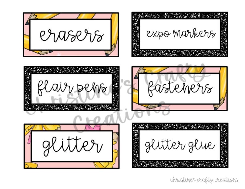 Coquette Bows and Pencils Toolbox Labels L Editable - Etsy