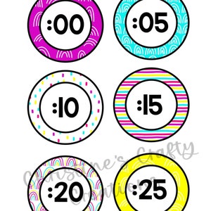 Bright Rainbow Boho Clock Labels - Etsy