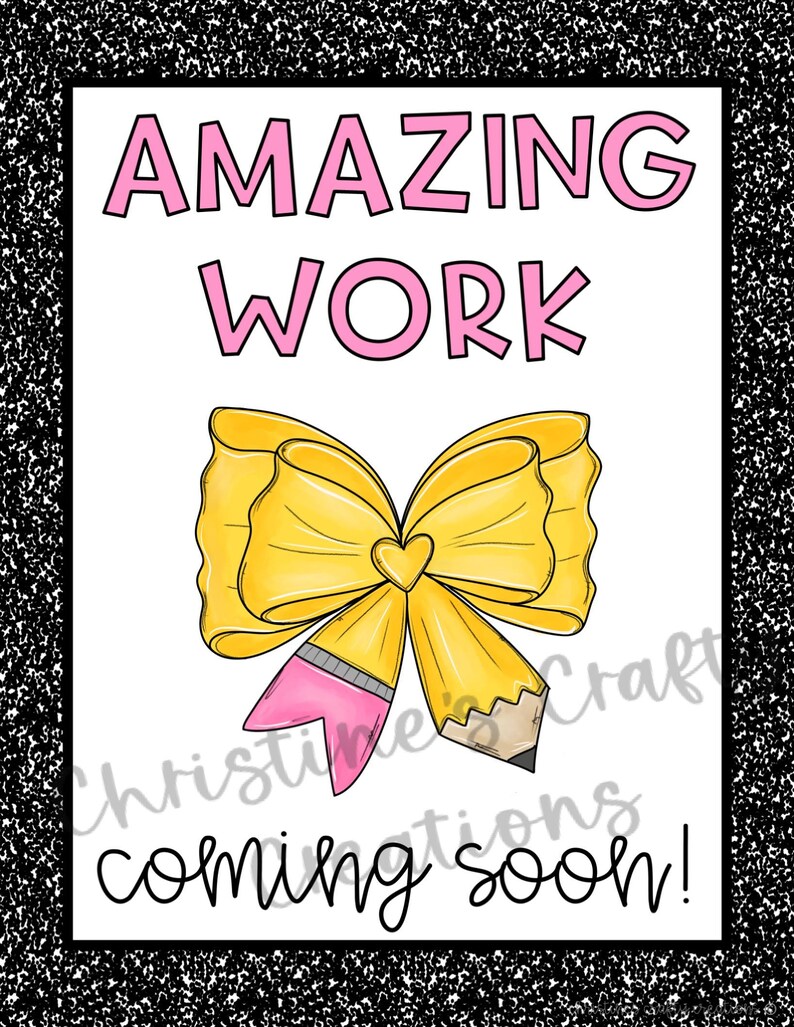 Coquette Bows and Pencils Amazing Work Coming Soon Posters - Etsy