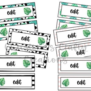 Tropical Leaves Name Tags L Editable - Etsy