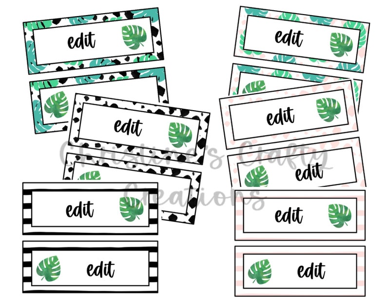 Tropical Leaves Name Tags L Editable - Etsy