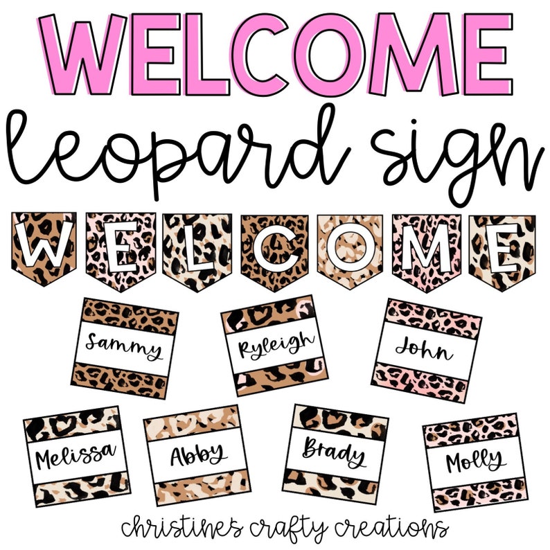 Leopard Welcome Sign L Editable Leopard Door Labels L Leopard Bulletin ...