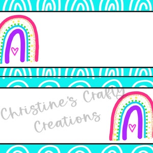 Bright Rainbow Boho Name Tags L Editable - Etsy