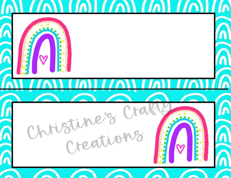 Bright Rainbow Boho Name Tags L Editable - Etsy