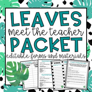 Tropical Leaves Meet the Teacher Night L Editable Forms and Materials L ...