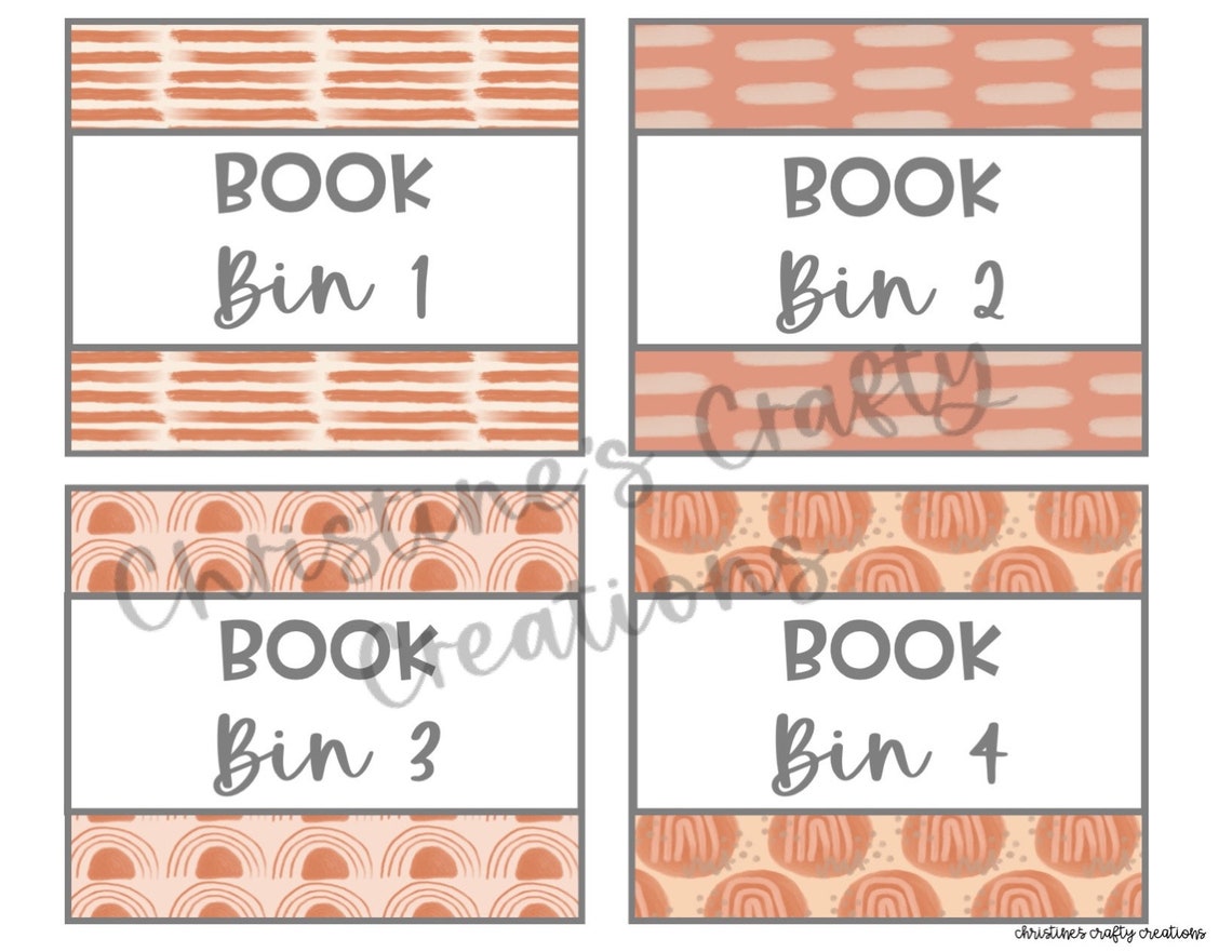 Rustic Boho Book Bin Labels L Editable - Etsy
