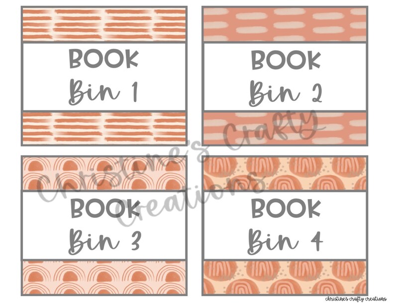 Rustic Boho Book Bin Labels L Editable - Etsy