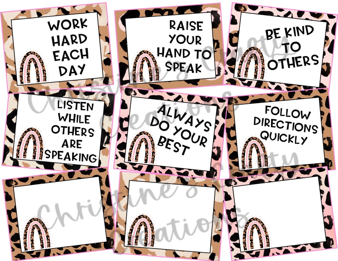 Leopard Classroom Rules Posters L Editable - Etsy