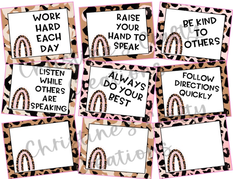 Leopard Classroom Rules Posters L Editable | Etsy