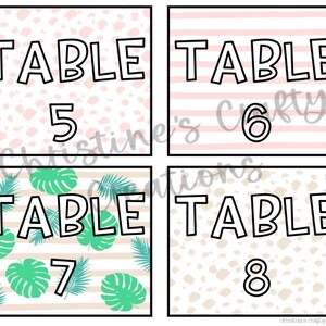 Tropical Leaves Cubby and Table Numbers - Etsy