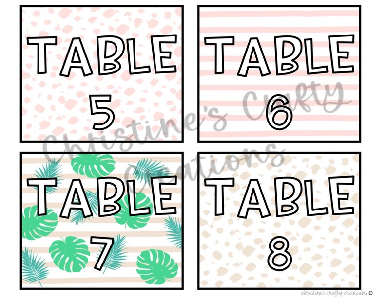 Tropical Leaves Cubby and Table Numbers - Etsy
