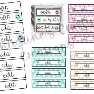 Retro Daisy Drawer Labels L Editable - Etsy