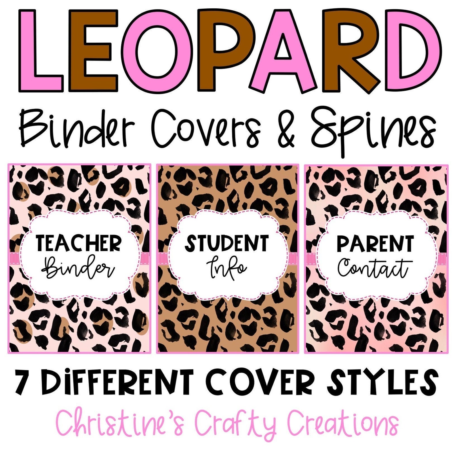 Leopard Binder Covers and Spines L Editable - Etsy